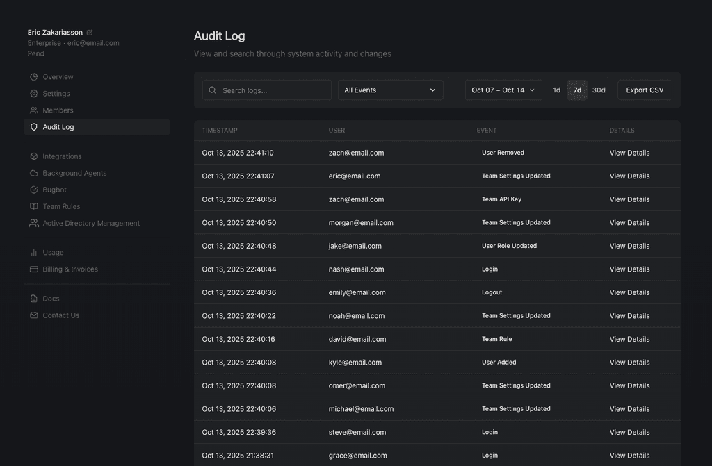 Dashboard | Cursor Docs