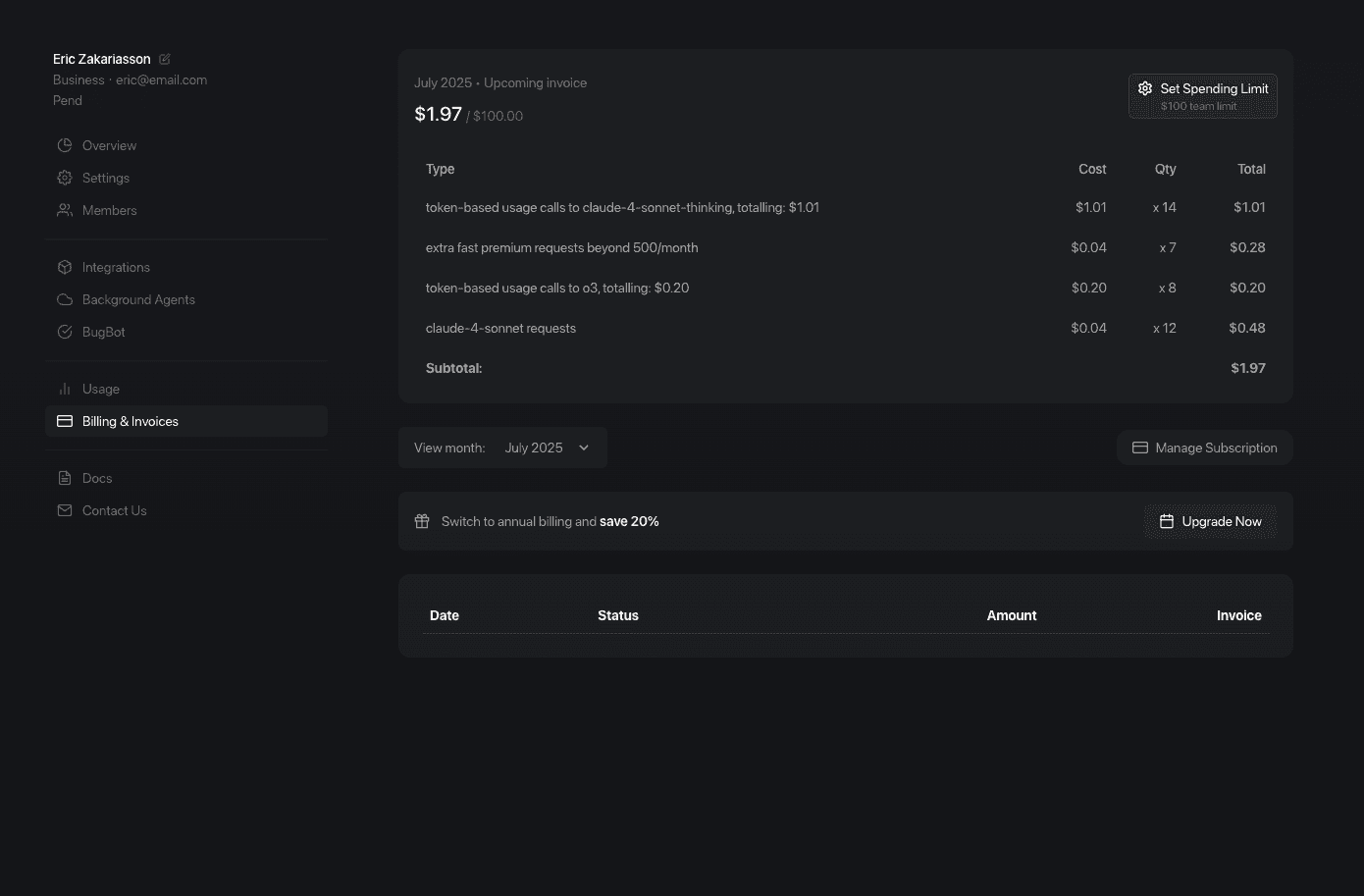 Dashboard | Cursor Docs