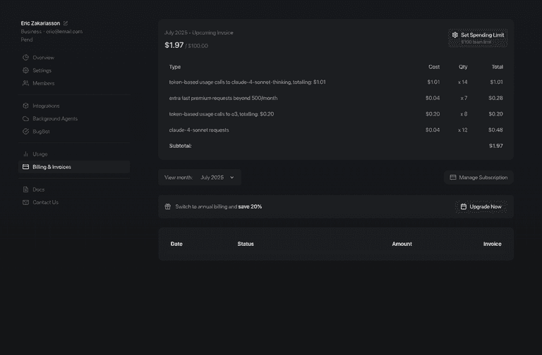 Dashboard | Cursor Docs