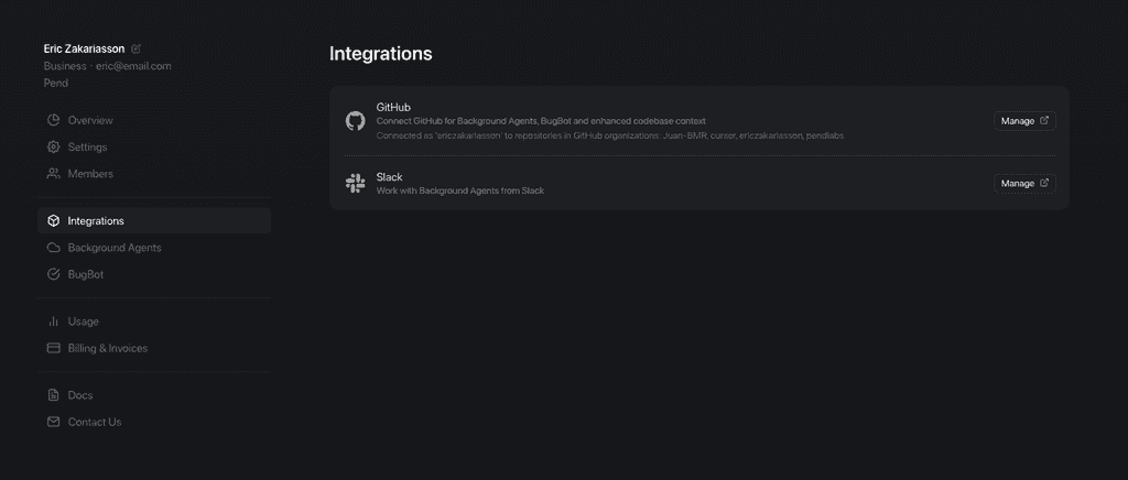 Dashboard | Cursor Docs