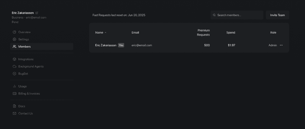 Dashboard | Cursor Docs