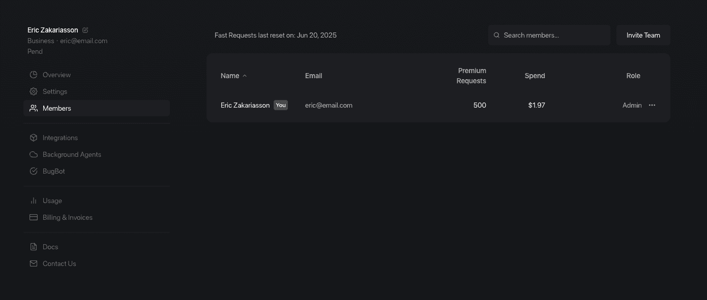 Dashboard | Cursor Docs