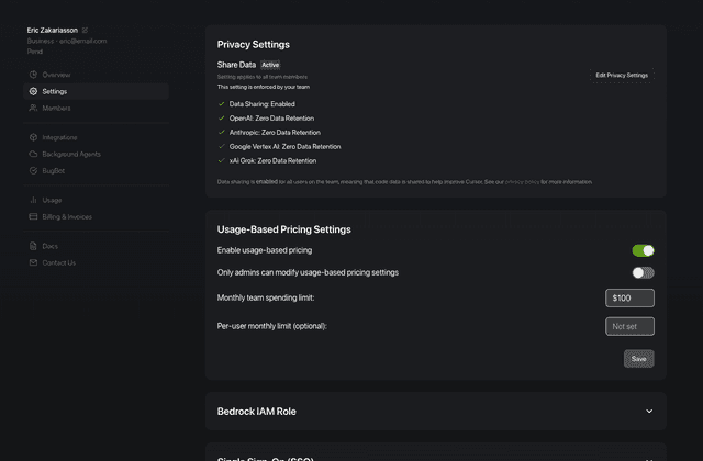 Dashboard | Cursor Docs