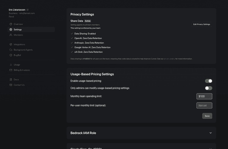 Dashboard | Cursor Docs