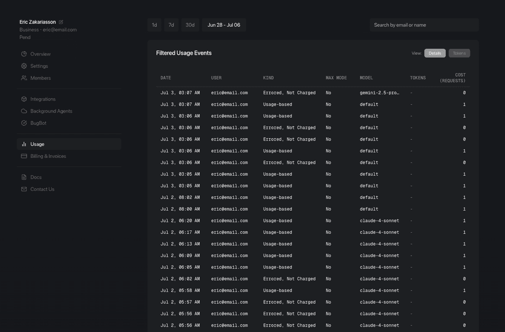 Dashboard | Cursor Docs