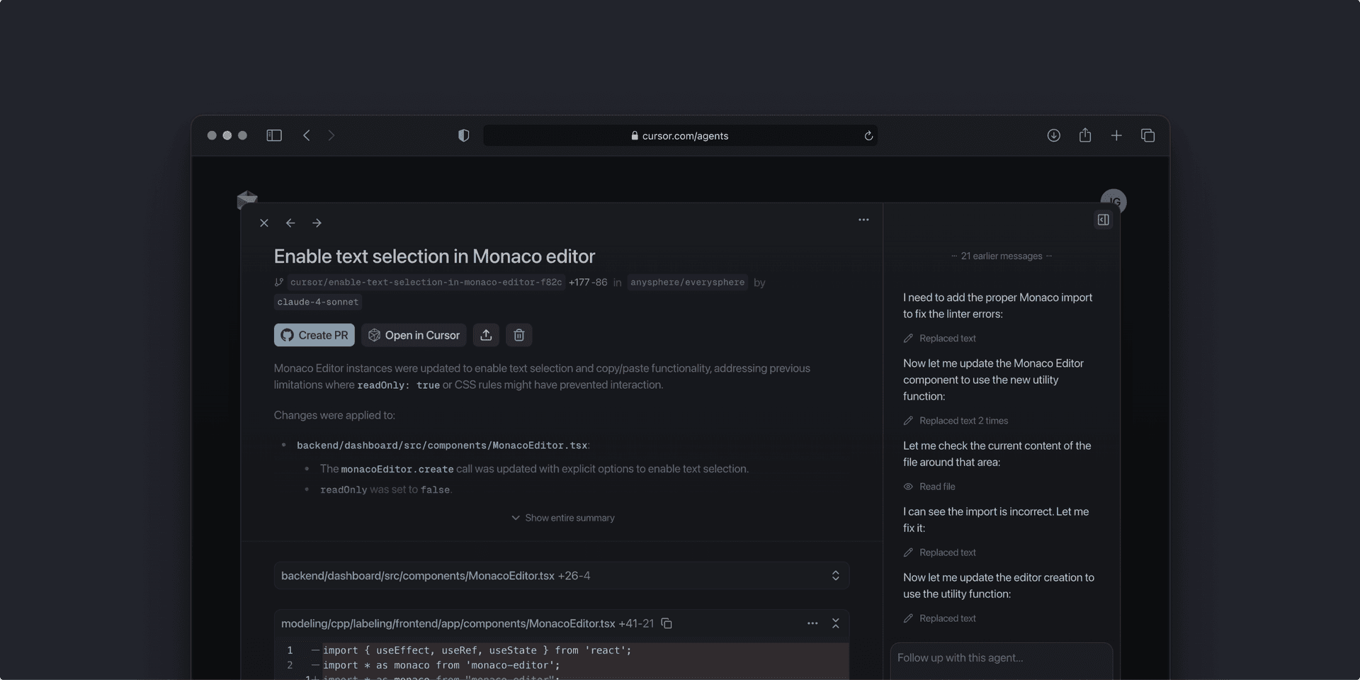 Web & Mobile | Cursor Docs