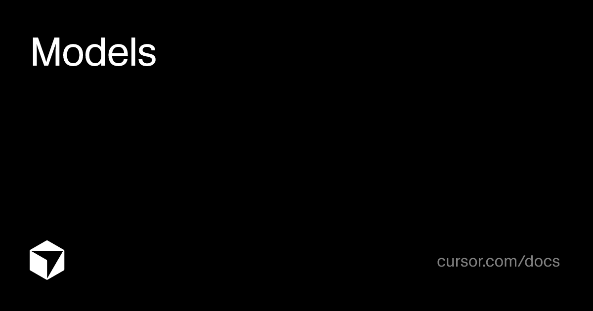 Models | Cursor Docs